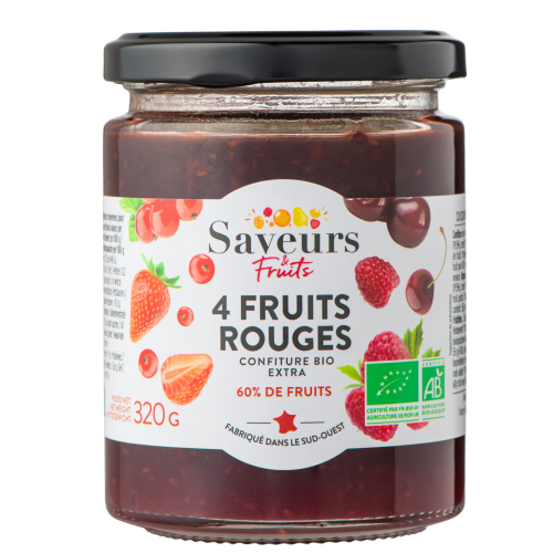 Confiture de Quatre fruits rouges Bio - Saveurs&Fruits